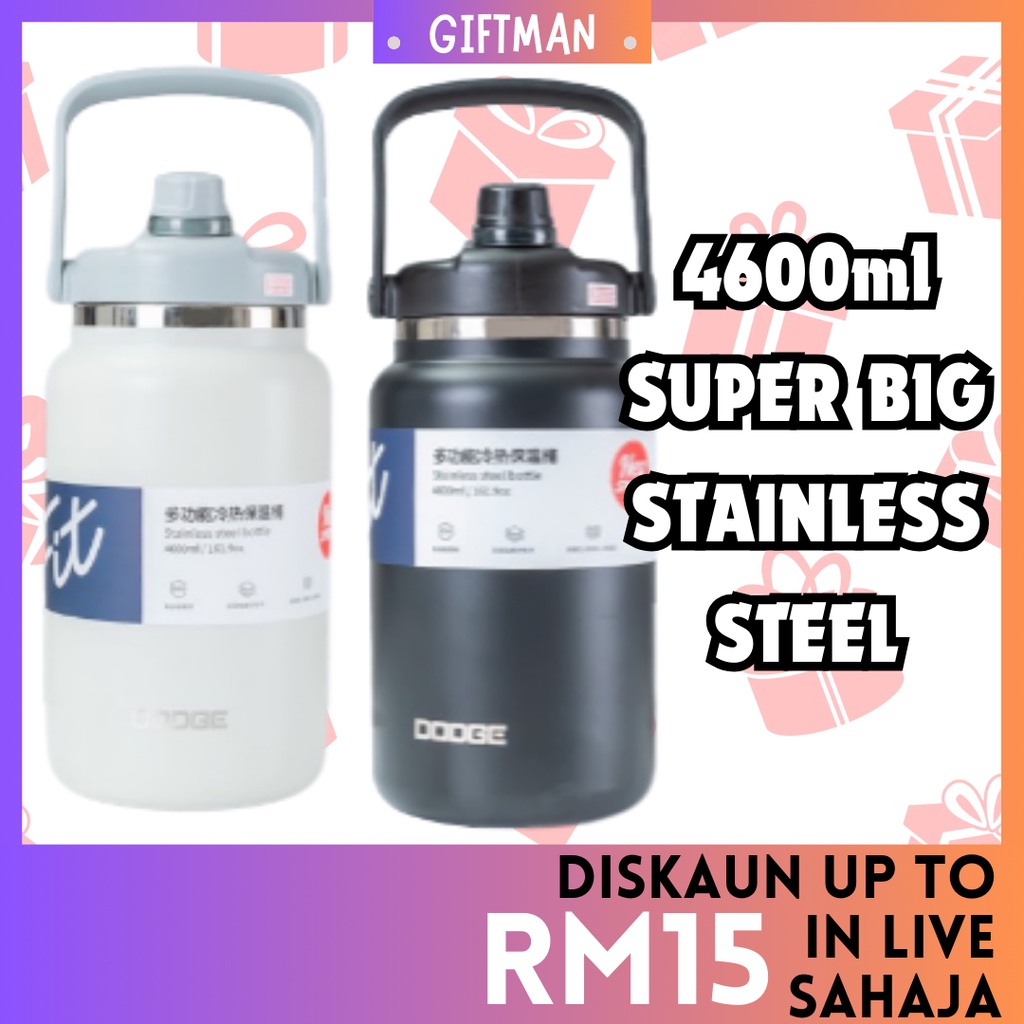 Dodge 4.6 Litre Super Big Size Stainless Steel 4600ml Vacuum Flask ...