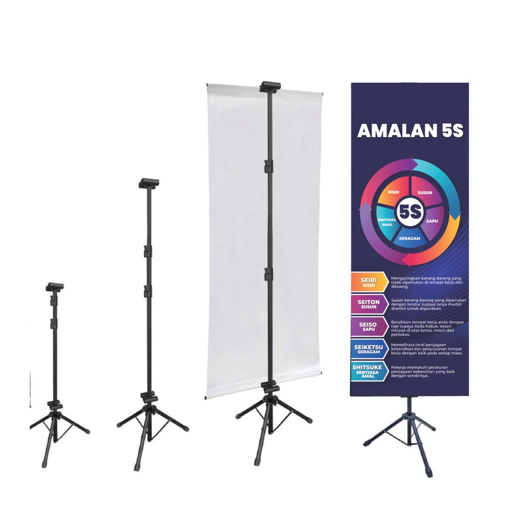 Tripod stand bunting banner 2 meter height adjustable double sided ...