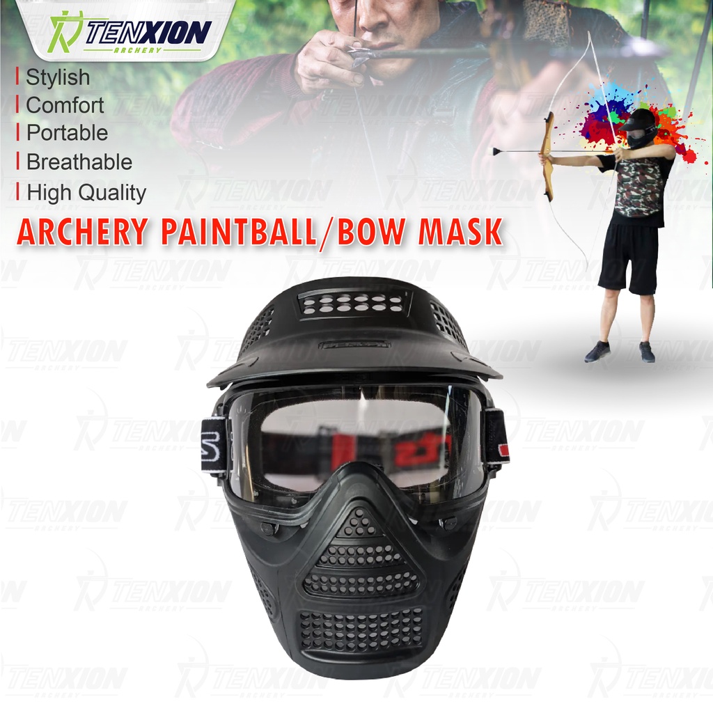 TenXion Archery PAINTBALL BOW MASK FACE PROTECTION full face cover ...
