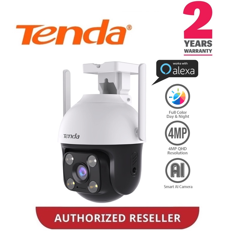 TENDA CH7-WCA 4MP OUTDOOR WI-FI PAN/TILT CAMERA AI SMART FULL COLOR ...