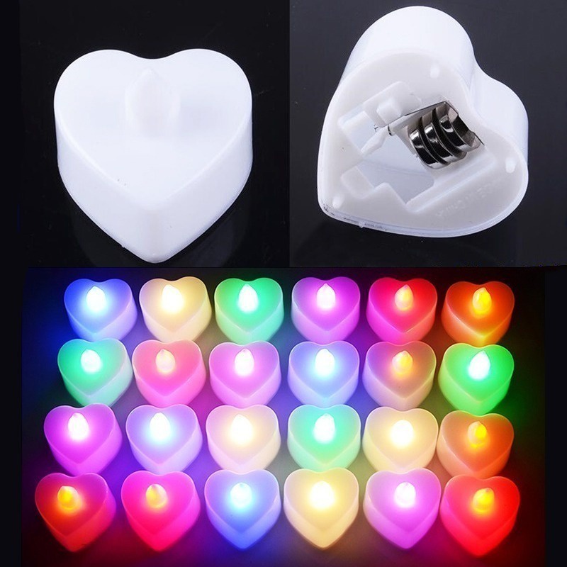 Heart Round LED Candle Lights / Romantic Flameless Night Lamp / Battery ...