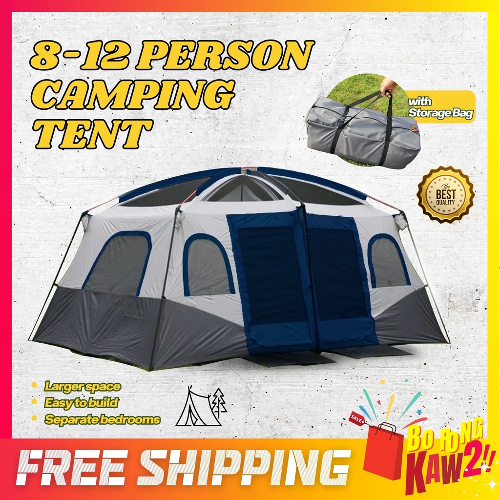 Waterproof 8-12 Person Camping Tent Outdoor Glamping Large Space Room ...