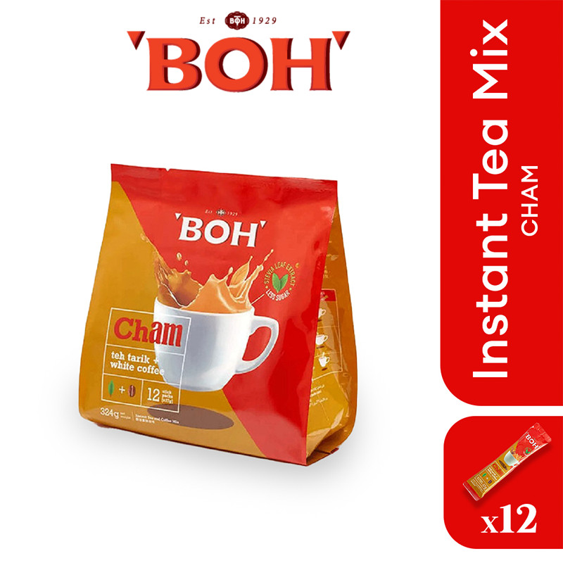 BOH Cham Teh Tarik + White Coffee 12s X 27g Campuran Teh Dan Kopi ...