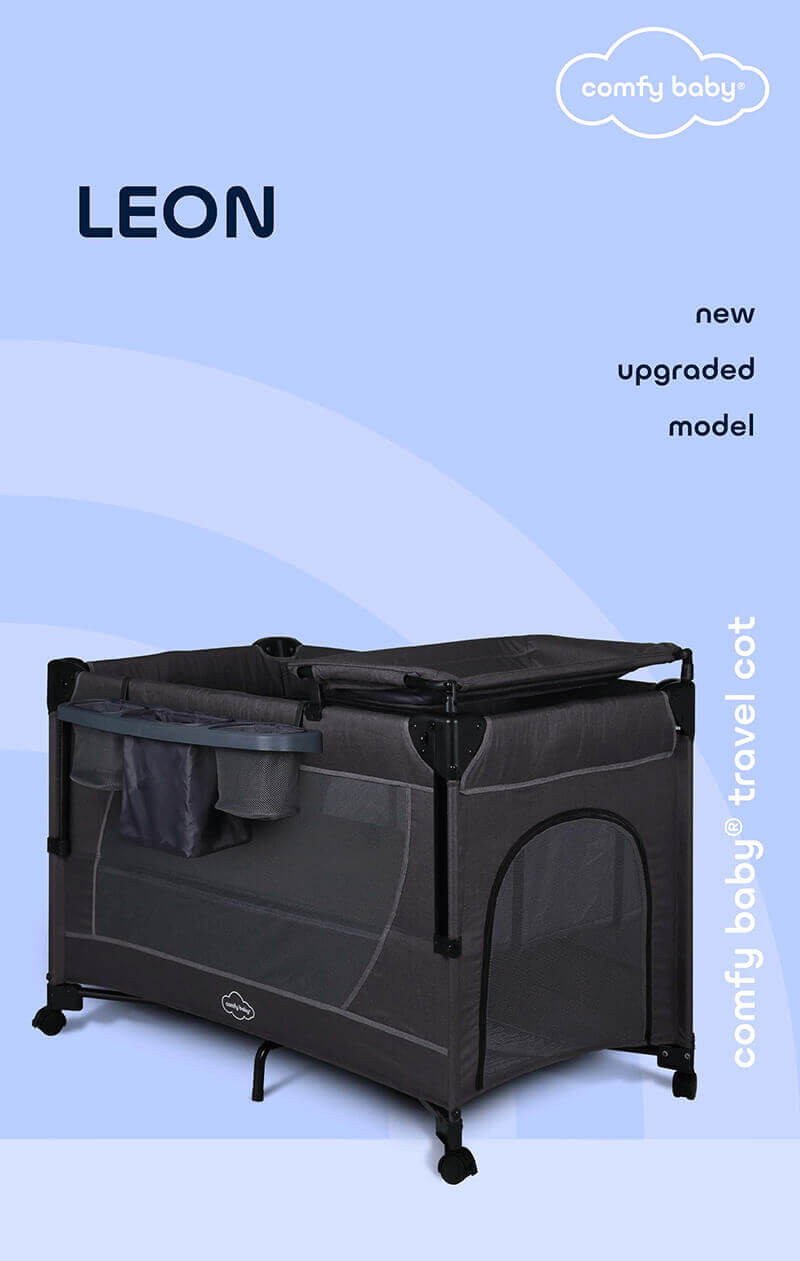 Comfy Baby Leon Magic Fold Travel Cot with Sliding Door, Diaper Changer ...
