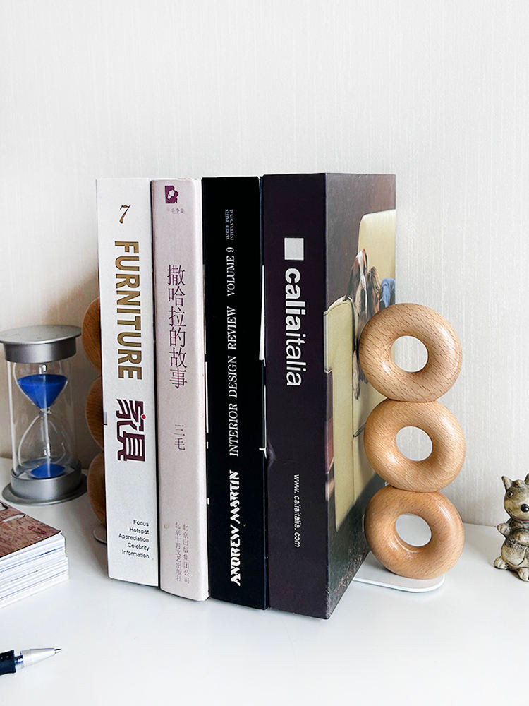 Creative bookshelf///// Solid Wood Book Stand Donut Beech Storage Block ...