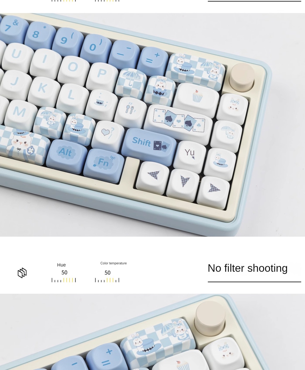 Alice rabbit MOA height keycap set cute box thermal sublimation 68 75 ...