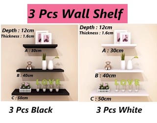 Wall Shelf 3 pcs / 4 Pcs / 7 Pcs Set Creative Word Partition Bookshelf ...