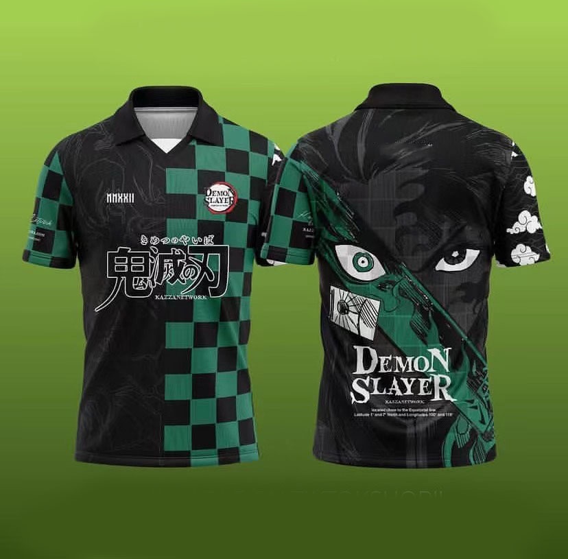 Demon Slayer Jersey Retro Collar Japan T Shirt Anime Sublimation Jersey ...