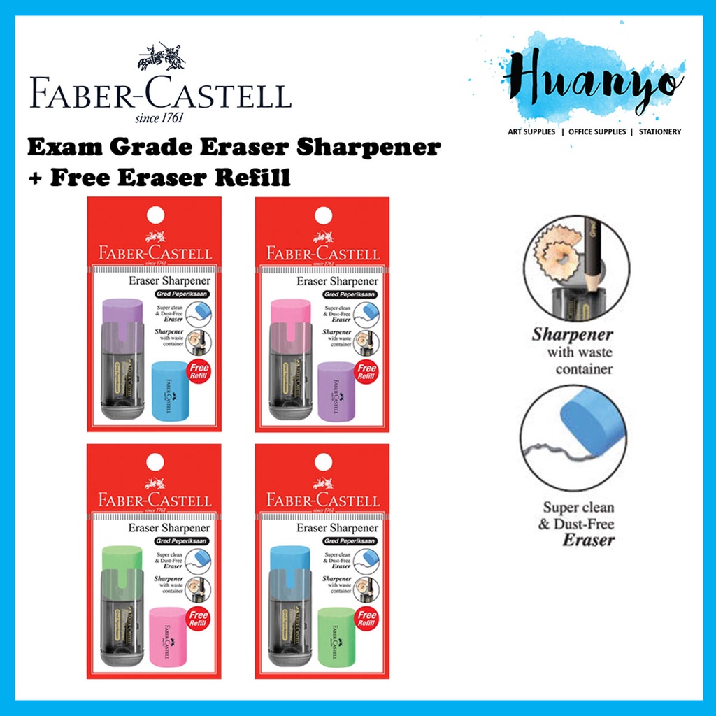 Faber-Castell Exam Grade Dust-Free Eraser Sharpener With Waste Container + Free Eraser Refill ...