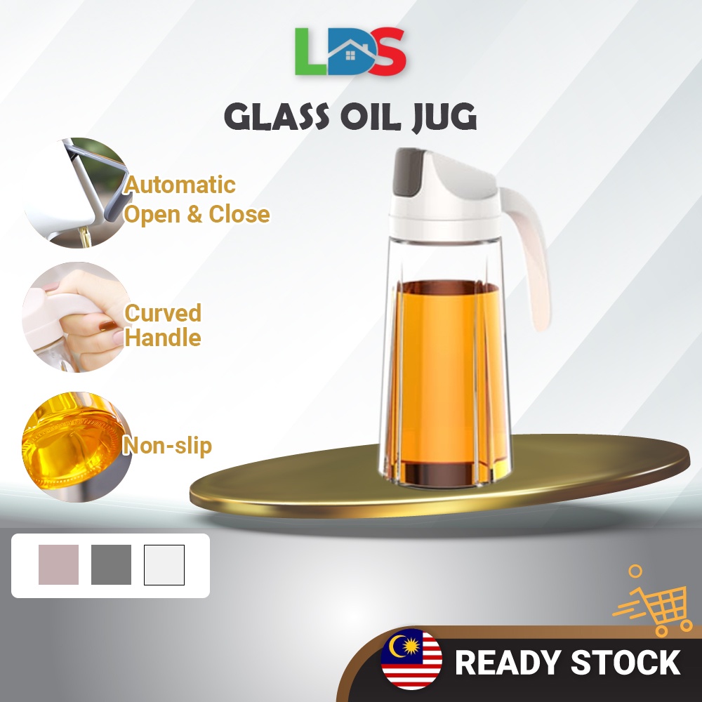 LDS Kitchen Glass Oil Bottle Dispenser Automatic Opening Home Bottles ...