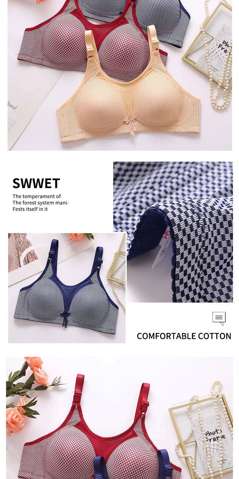 [ New！] Plus Size Women Bra 38-44 BC Gather Push Up Full Cup Vest ...