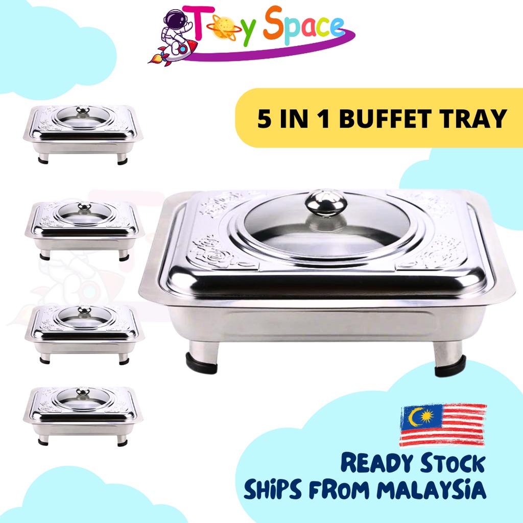 TOYSPACE🚀 5 Set Buffet Tray Buffet Kenduri Buffet Pan Food Tray Serving ...