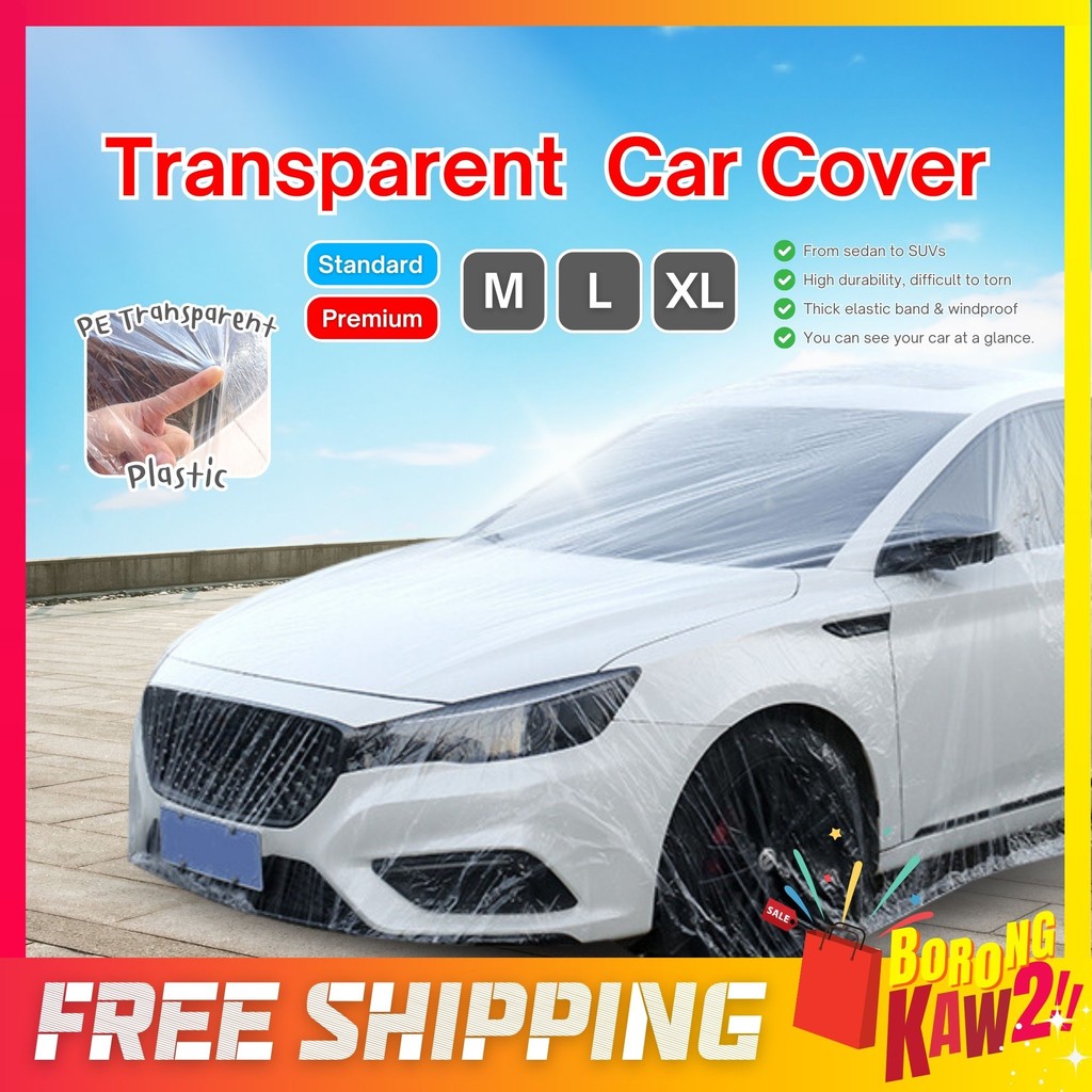 PE Transparent Plastic Car Cover Scratch Waterproof Protection ...
