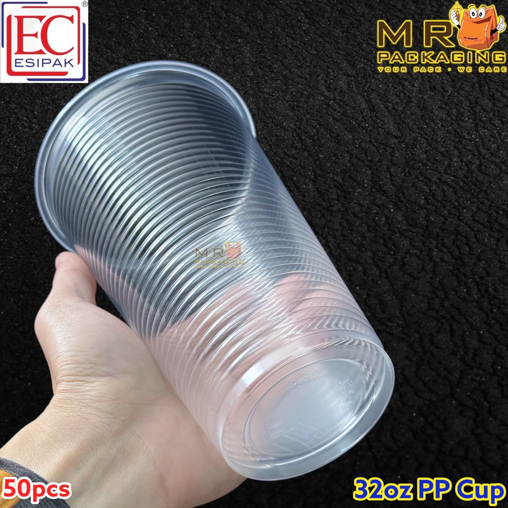 EC 32oz PP Cup with Dome Lid [ 50pcs ] A32 - Disposable Plastic Cup A ...