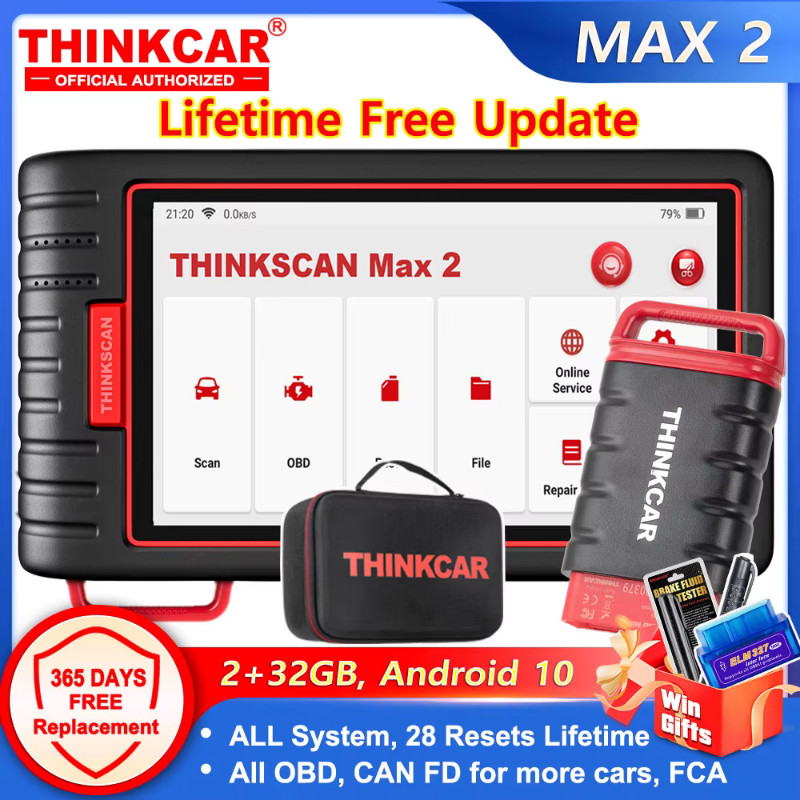 THINKCAR Thinktool ThinkScan Max 2 ALL system Car Diagnostic Tools AF DPF IMMO 28 Reset OBD ...