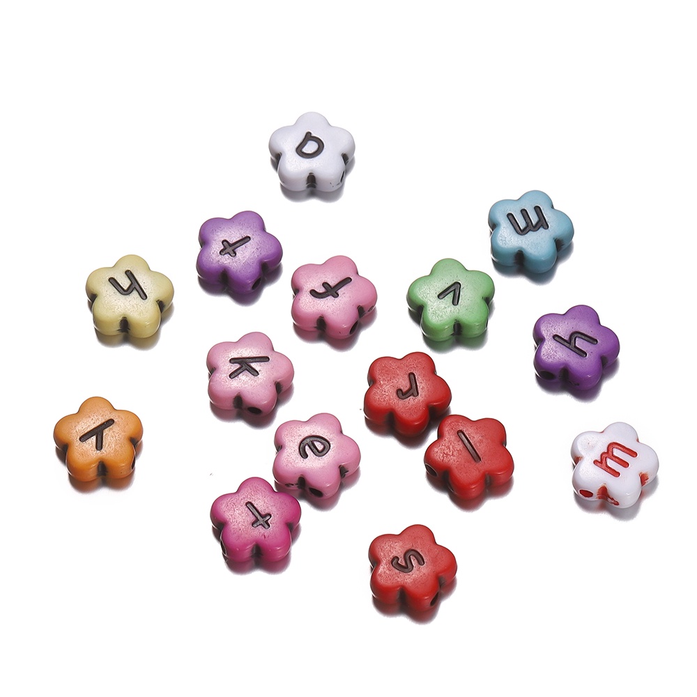 St.kunkka 50pcs 11mm Lowercase Letter Beads Acrylic Flower Letter Beads ...