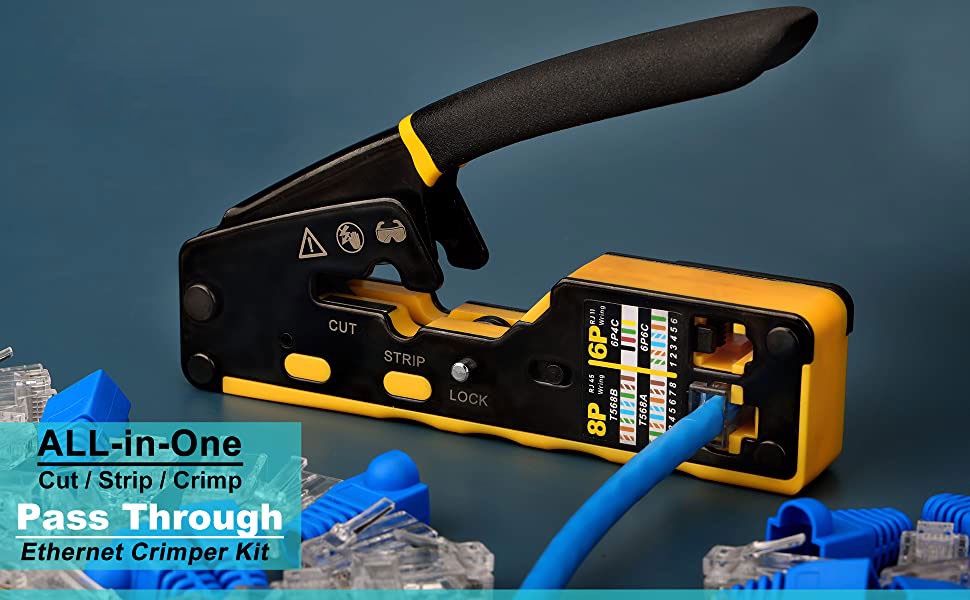 ZoeRax RJ45 Crimping Tool Pass Through Crimper Cutter for Cat6 Cat5 ...