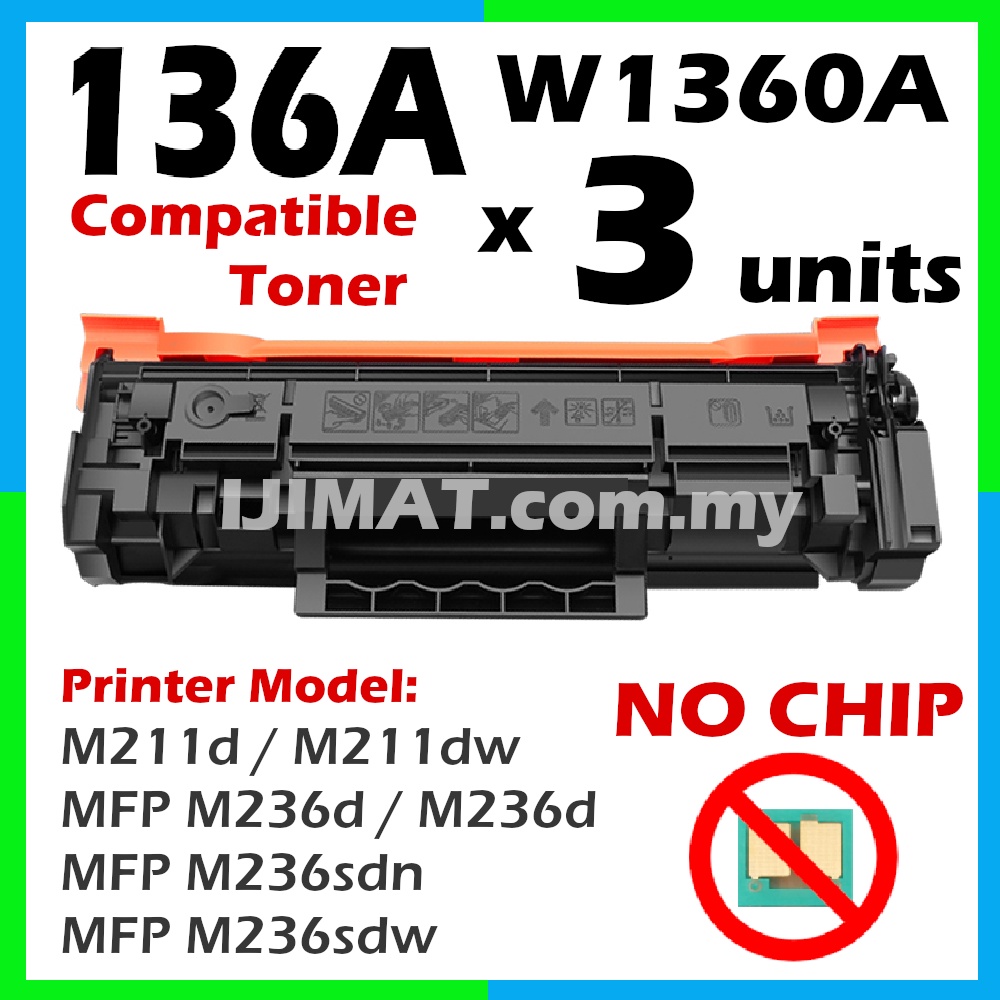 3x W1360XL Compatible Laser Toner For HP W1360A HP136A 136A HP LaserJet ...