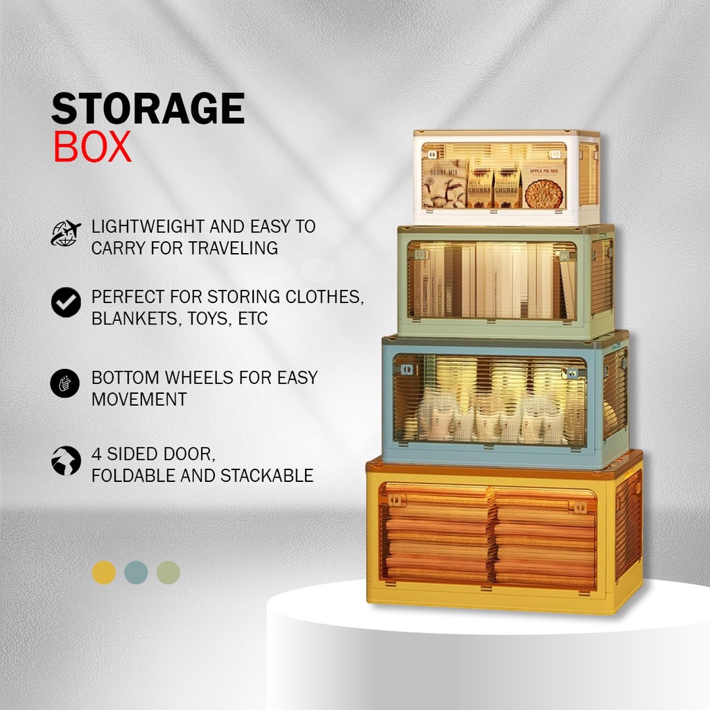 Foldable Storage Box with Lid Large Capacity Multipurpose Stackable ...