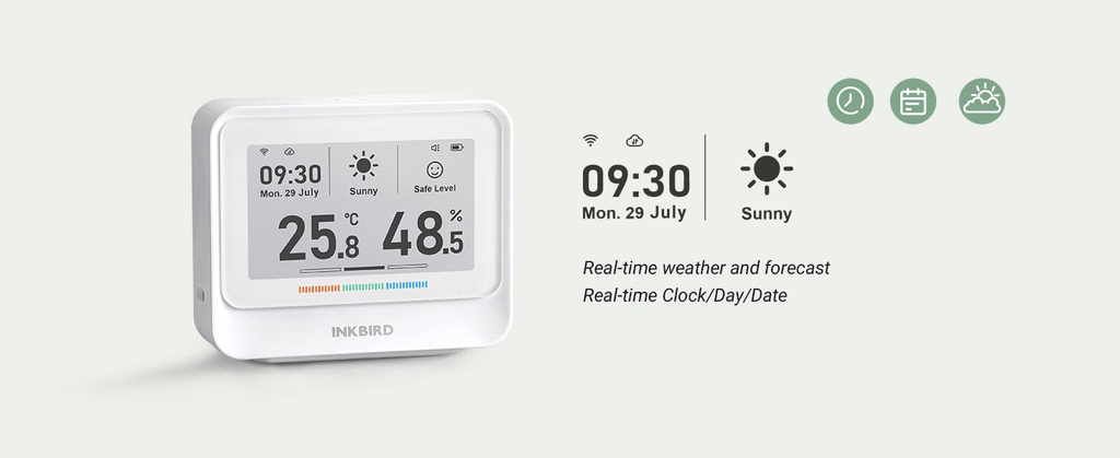 INKBIRD IBS-TH5-WIFI 8-in-1 Indoor Temperature and Humidity Monitor Home Weather Station Indoor ...