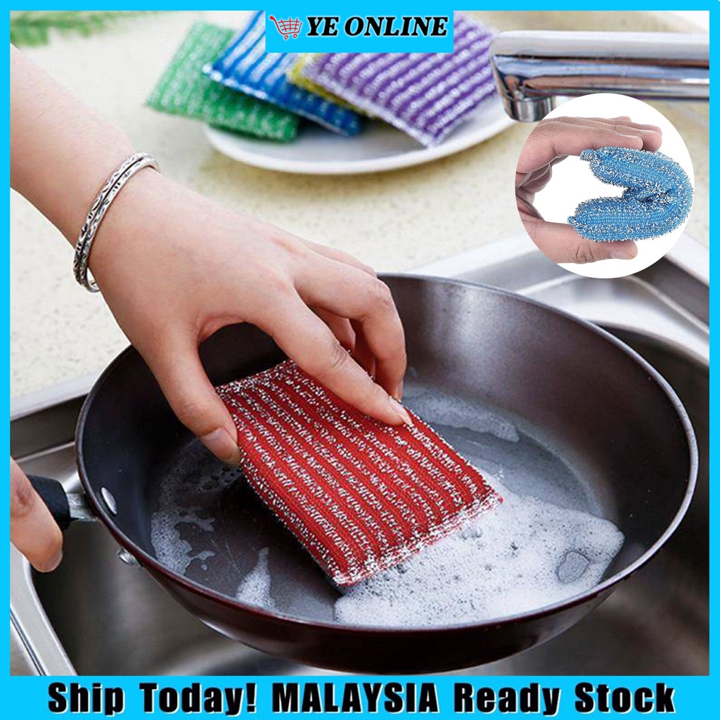 4 Pcs Scrub Sponges Reusable Dishwashing Sponge All-Purpose Scouring ...