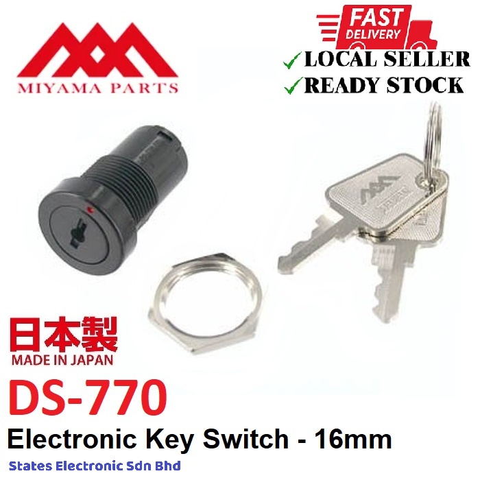 MIYAMA DS-770 16mm Security Electronic Key Lock Switch On/Off 2 Position with Key (Japan ...