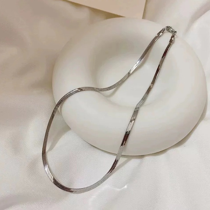 Minimalist Titanium Snake Necklace - Flat Chain Jewelry for Women ...