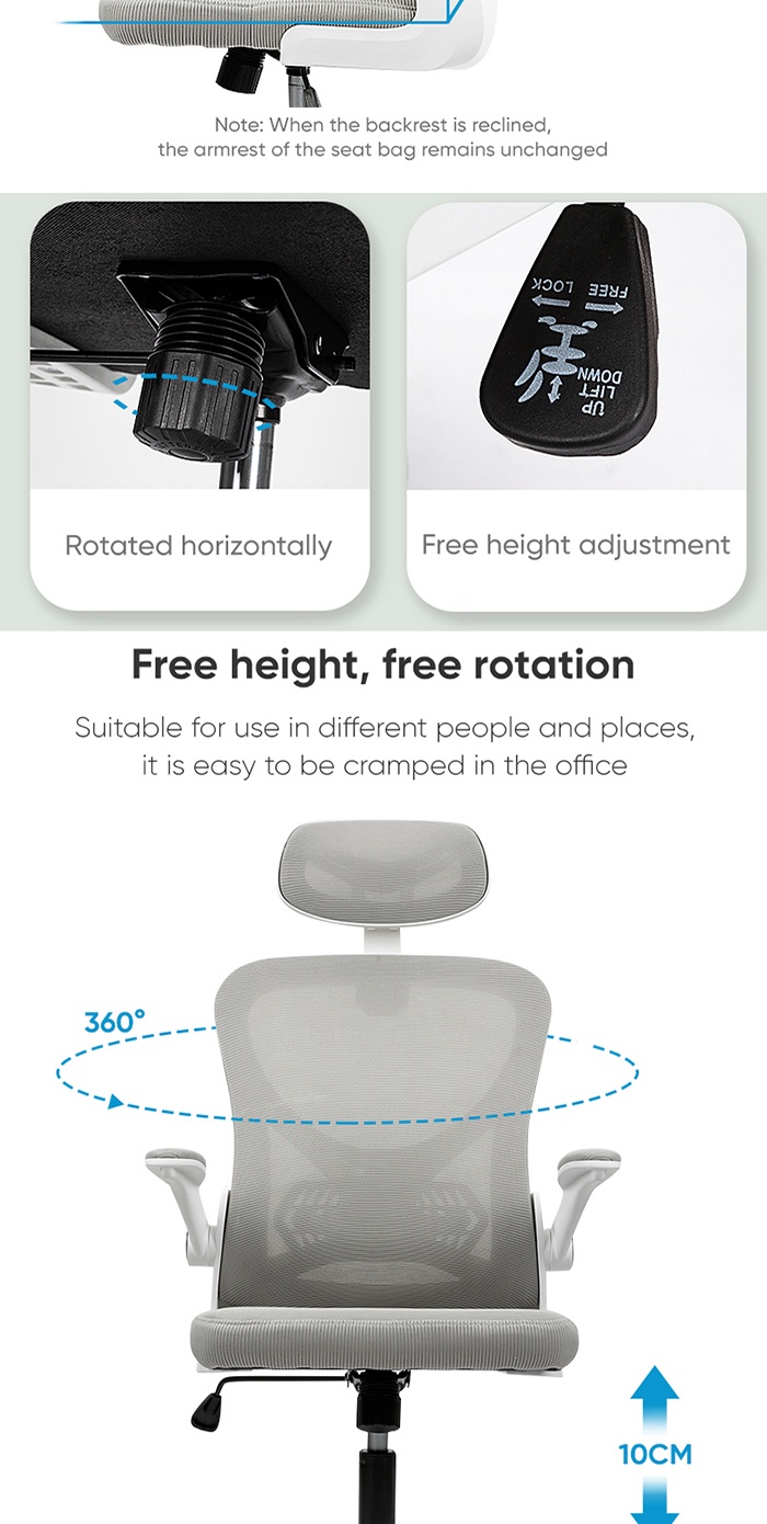 Deli Office Chair Ergonomic Chair Mesh Work Chair With Armrests ...