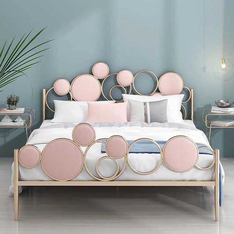 Cute Princess Bed Frame Single Bed Apartment Modern Metal Bed Frame ...