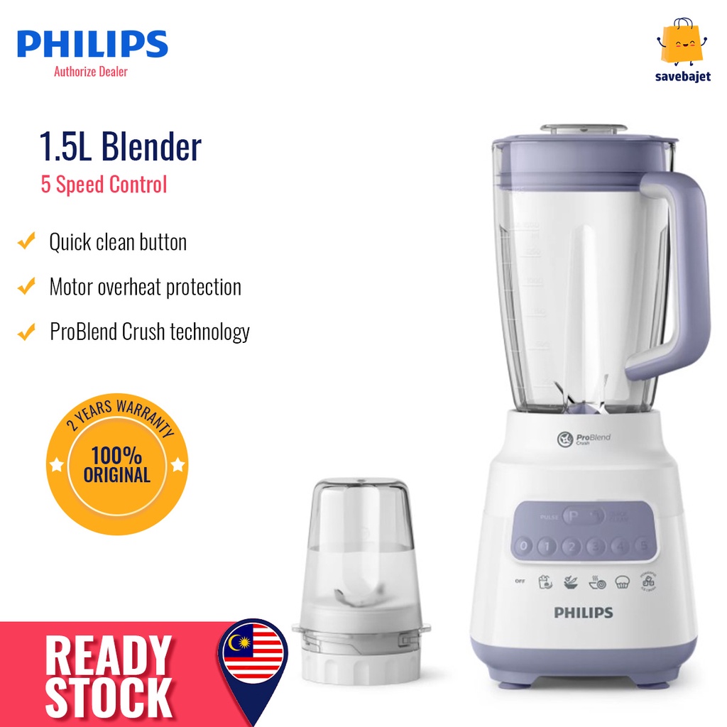 PHILIPS Pro Pengisar Pro Blender (1.5L) HR2221 | Shopee Malaysia