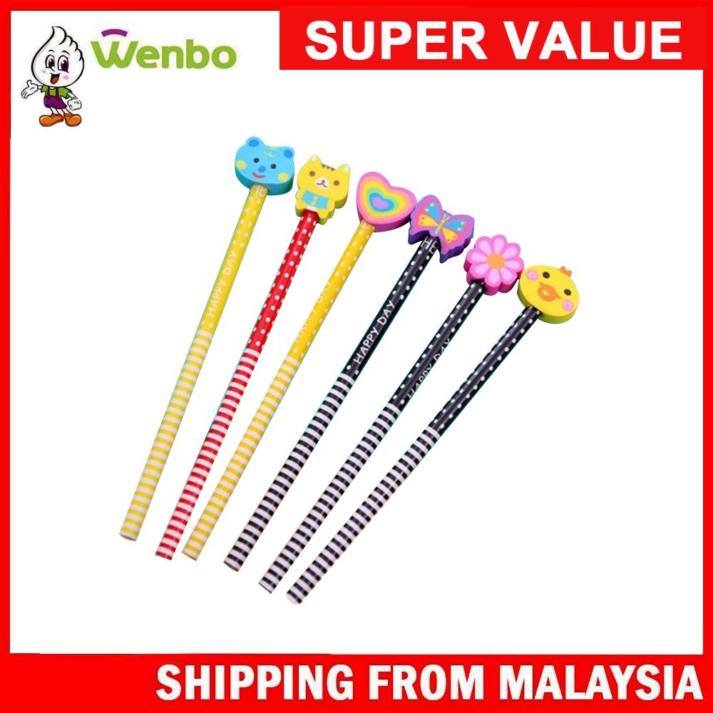 Wenbo Set Pensil 2in1 Pencil And Eraser Cap Durable Writing Stationery ...