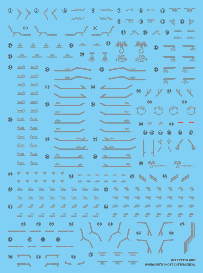 G-Rework RG Epyon Water Decal CD-RG38 Epyon Decals Gundam Decal Sticker ...
