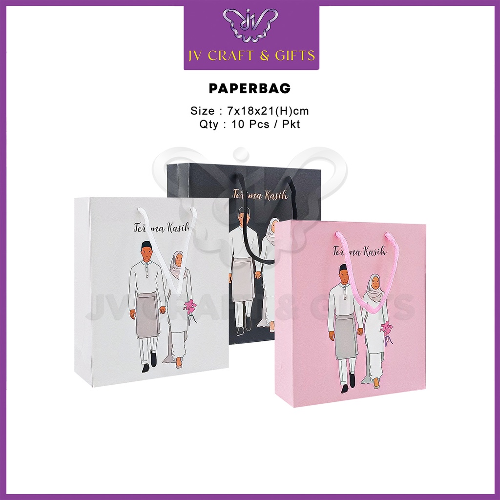 10pcs Paper Bag with Handle Goodies Gift Bag Wedding Party Beg Kertas ...