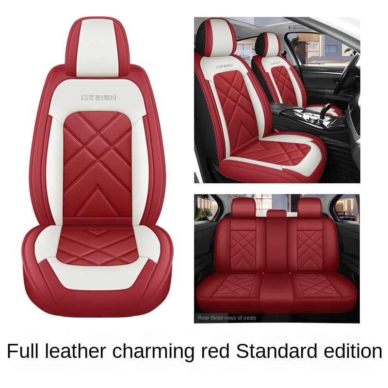Custom Fit Full Coverage Car Seat Covers PU Leather Full Set Front Seat ...