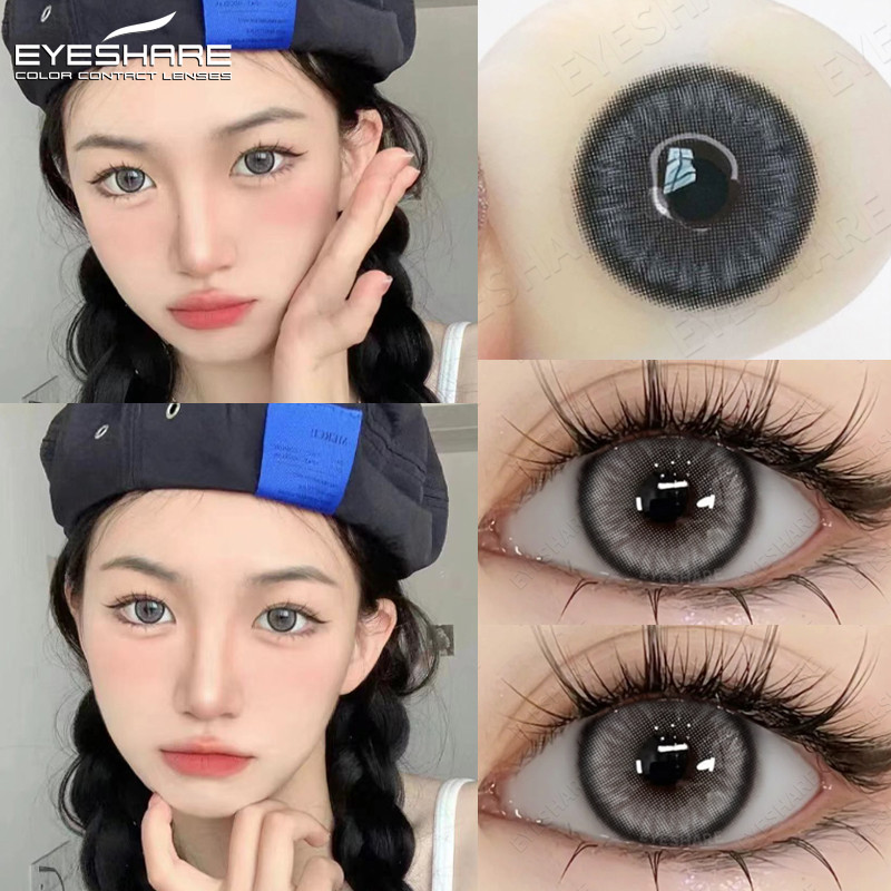 EYESHARE Diamond Series Gray with Contact Lens Case, One-year Contact ...