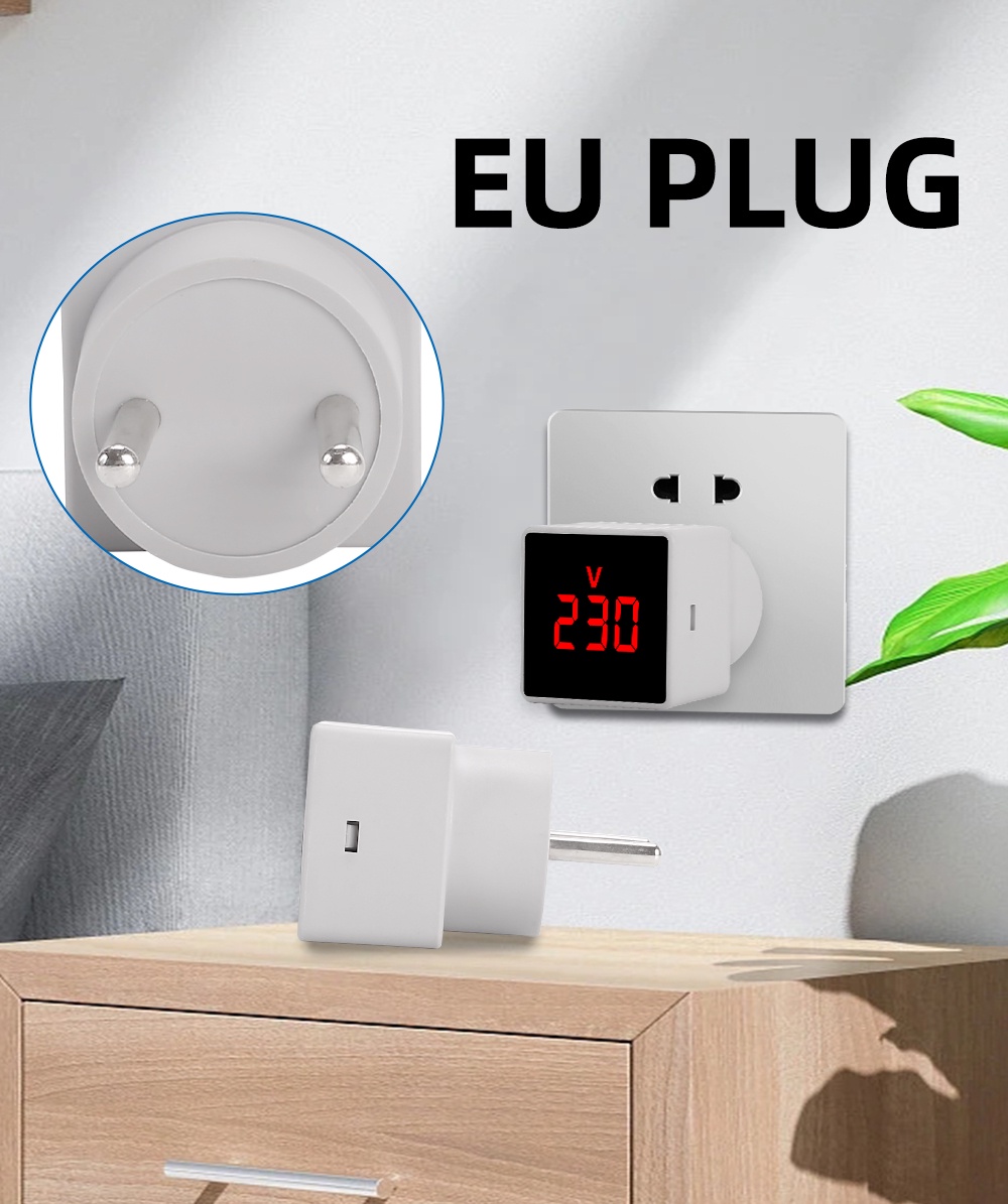EU Plug AC50-550V Digital Voltmeter Voltage Meter Volt Monitor Panel ...