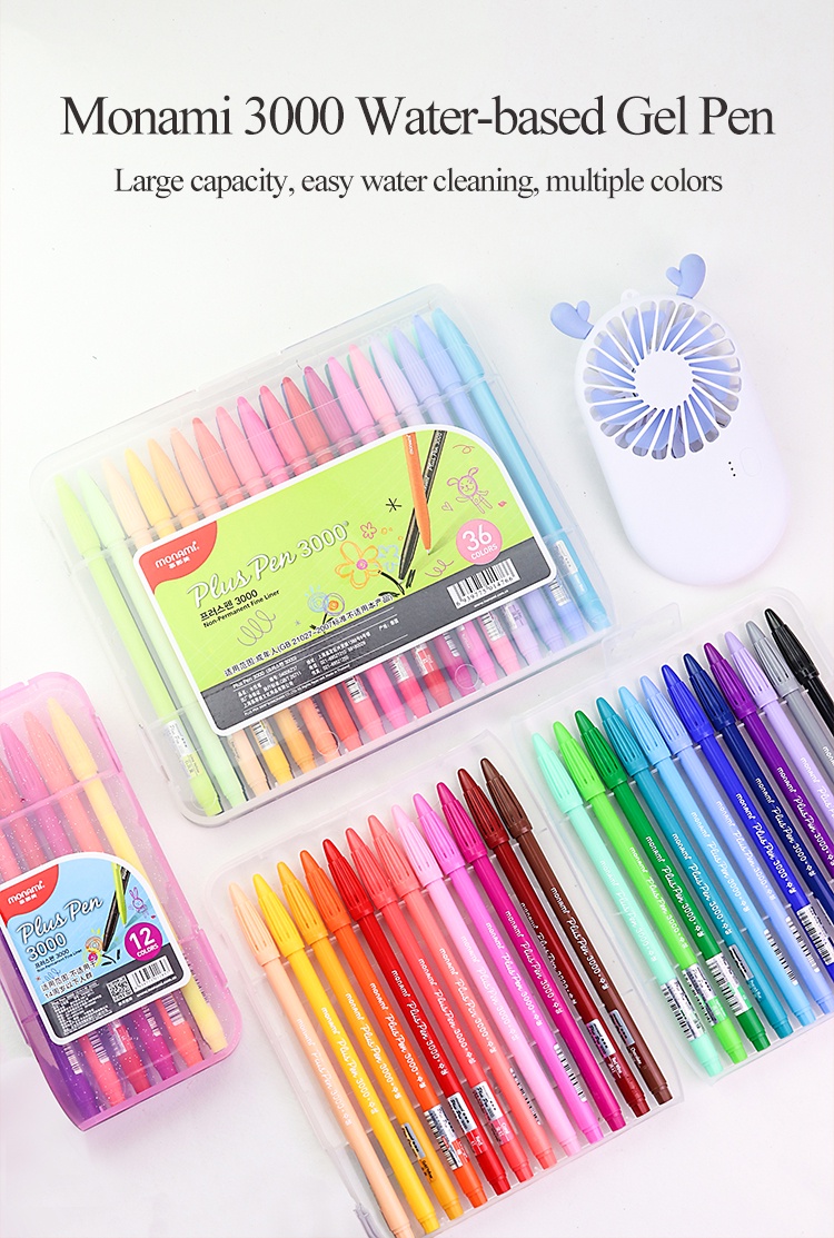 60 Colors Monami Plus Pen 3000 Water-based Gel Pens Hand Account Hook ...