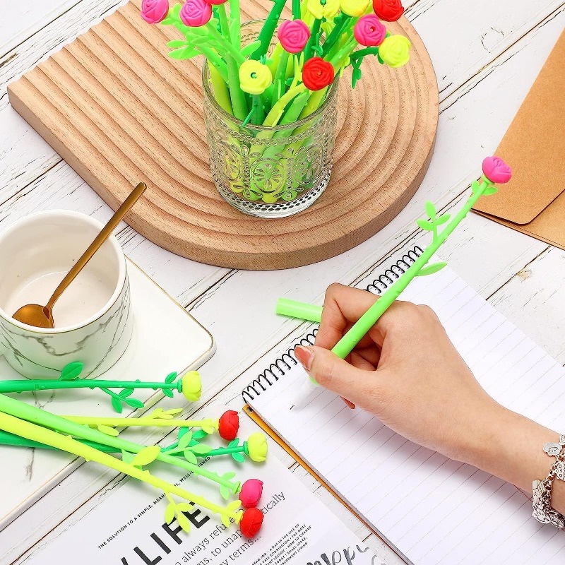 Creative Flowers Color Changing Gel Pen / 0.5mm Black Ink Ballpoint Pen ...