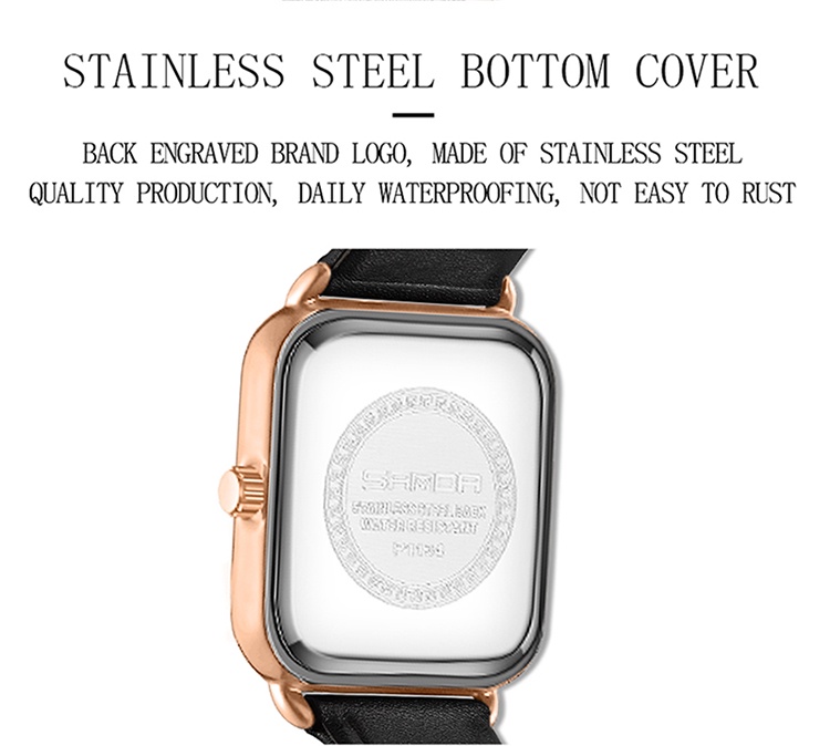 Sanda Women's Elegant Casual Business Square Diamond Quartz Watch ...