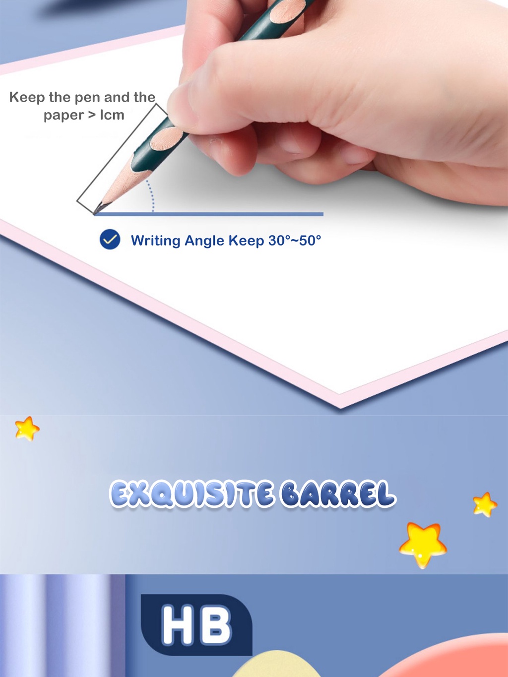 Triangular Pole HB Pencil To Correct Grip Posture 2B Exam Writing and ...