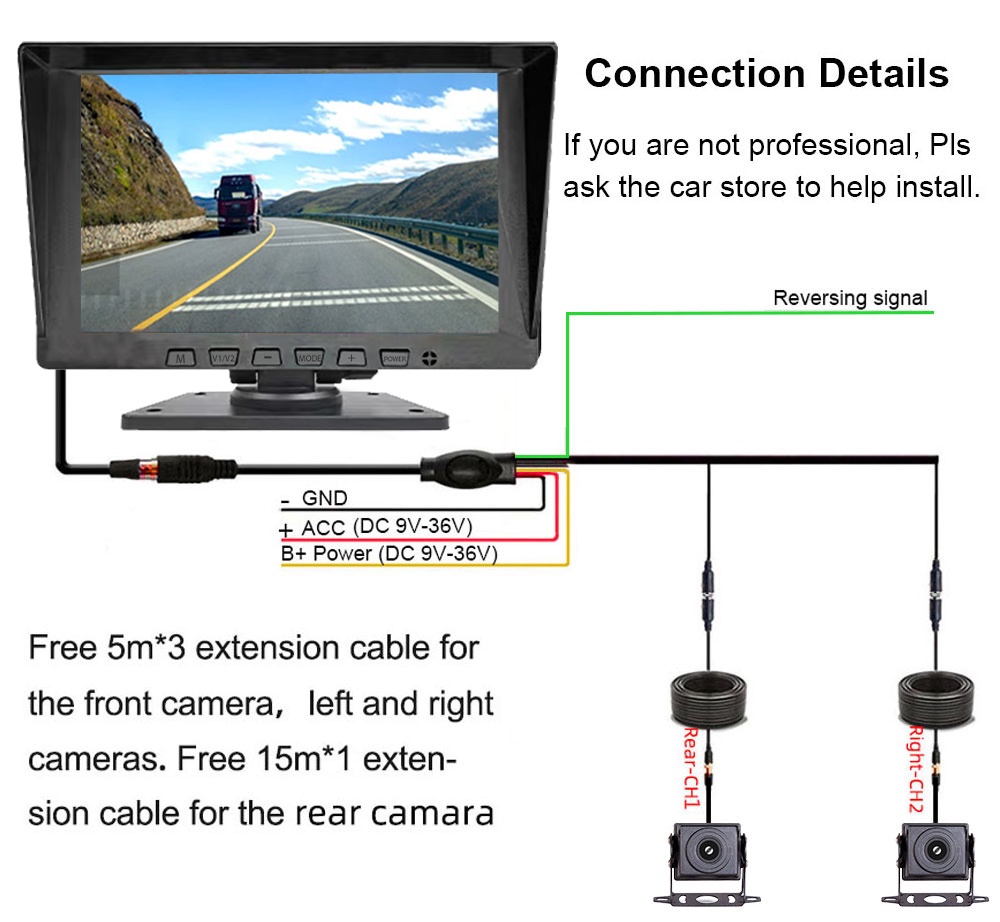 7 inch AHD MP5 DVR 1024*600 IPS 12-24V Car Truck Monitor with 2CH ...