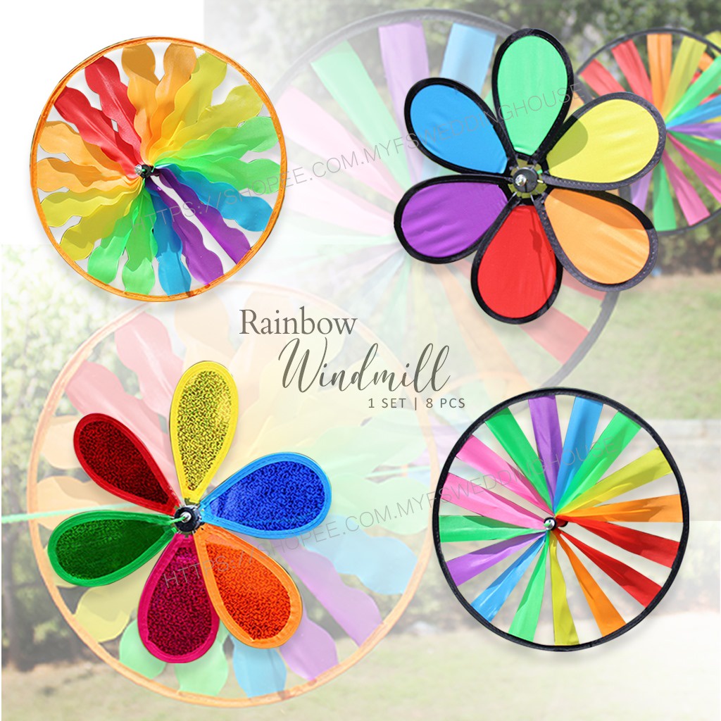 1 SET - STRING WINDMILL/COLOURFUL WINDMILL/RAINBOW WINDMILL/ROUND WHEEL ...