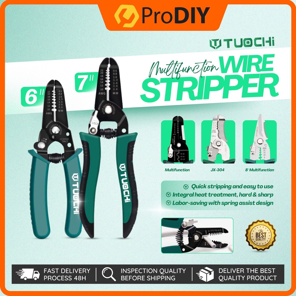 TUOCHI Multifunction Wire Stripper Electrician Stripping Cable Cutter ...