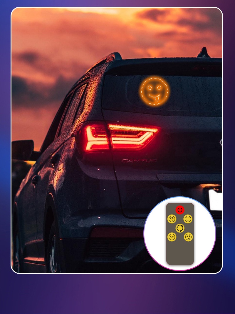 Car LED Fun Emoticon Light Smiley Face Rear Window Car Multi-function ...