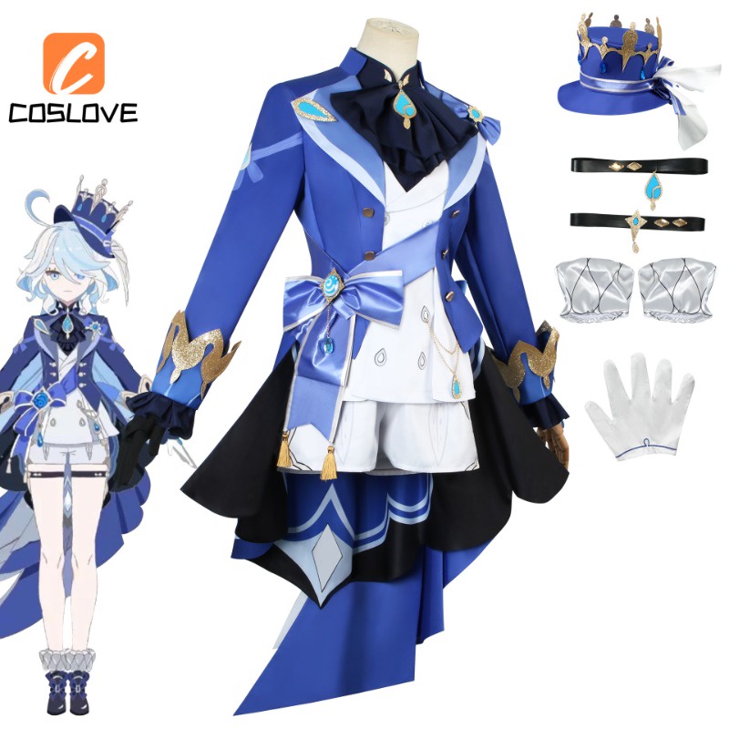 Genshin Impact Fontaine Character Focalors Cosplay Full Set Costume ...