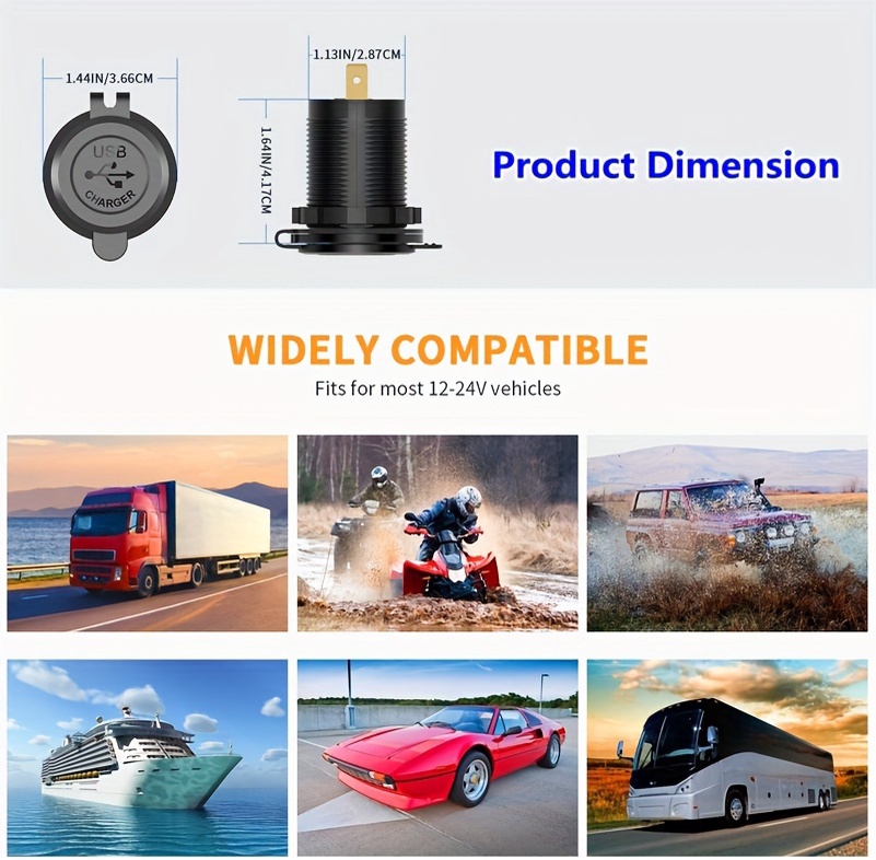 Motorcycle Car Modification Accessories Usb Plug Mobile Phone Charger 3 ...