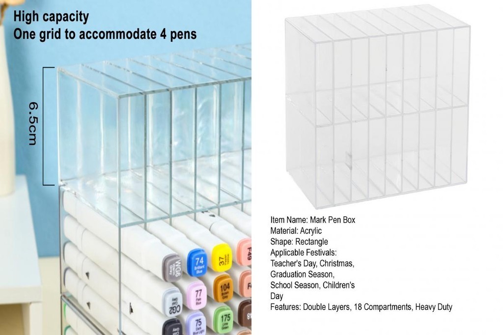 manclothescase Mark Pen Storage Box Marker Container Box Acrylic Double ...