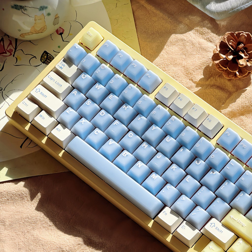 Yongqiu Translucnet keycaps Blue Pink Double Shot ABS+PBT Cherry ...