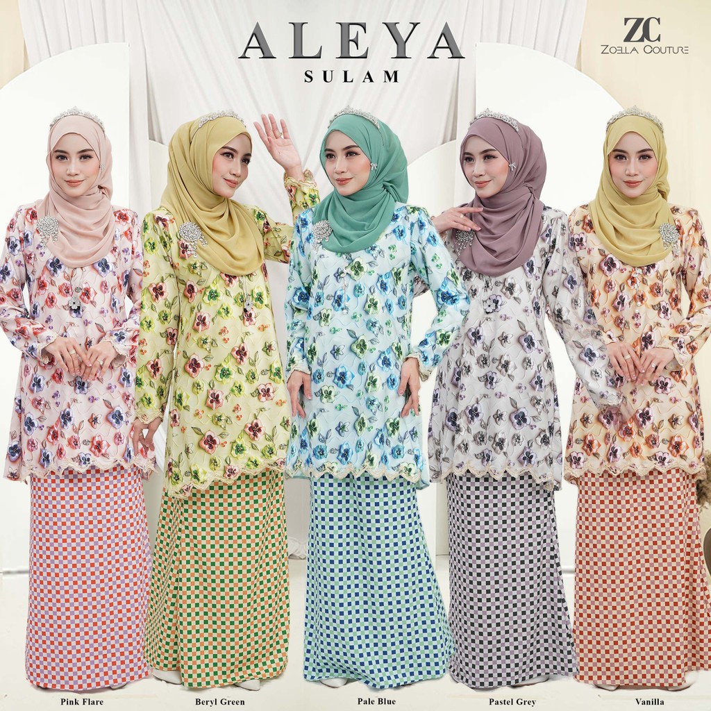 Zoella Couture Set Baju Kurung Sulam Aleya 2025 Ibu Anak Sedondon ...
