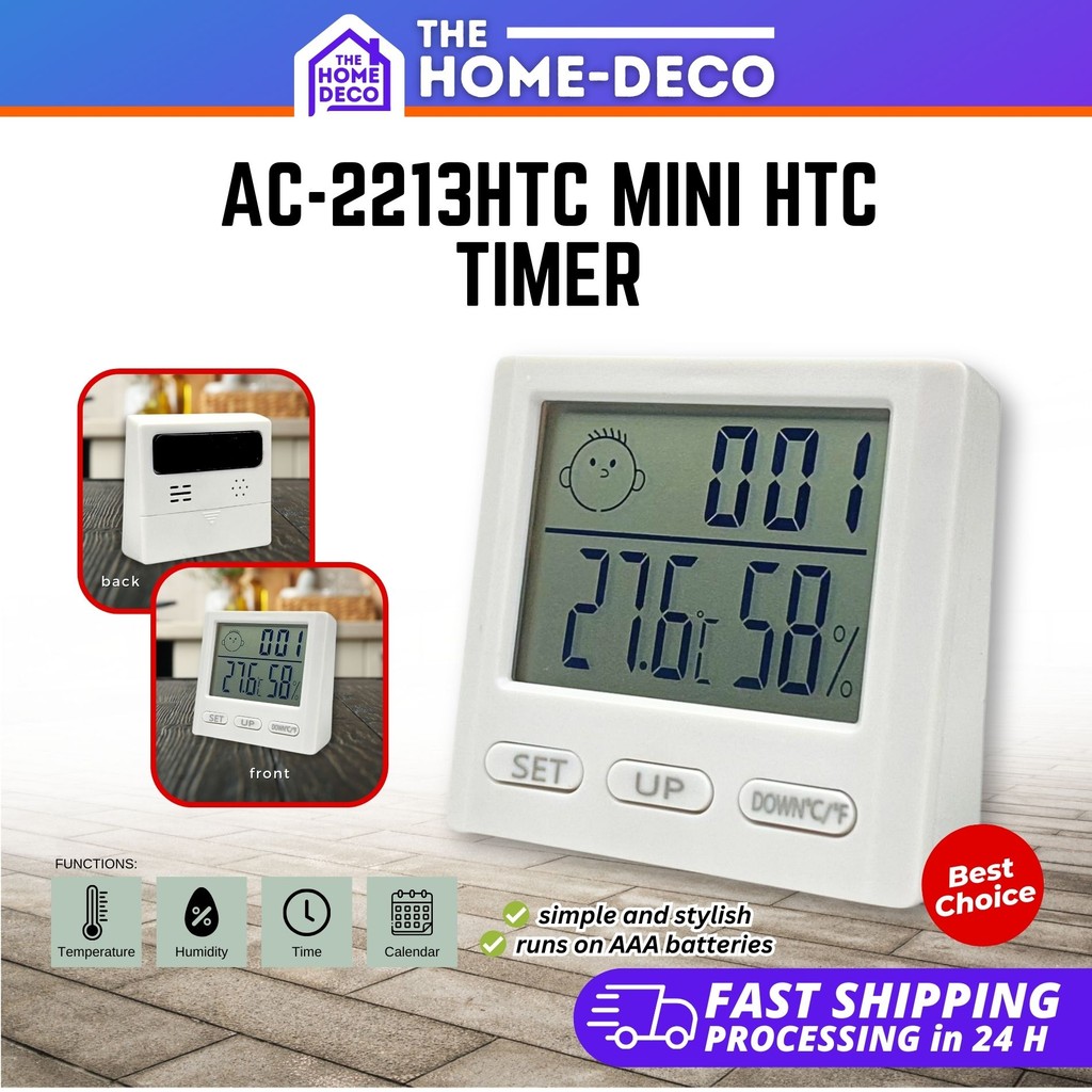 Mini Digital Hygrometer Humidity Temperature Meter Thermometer Timer ...
